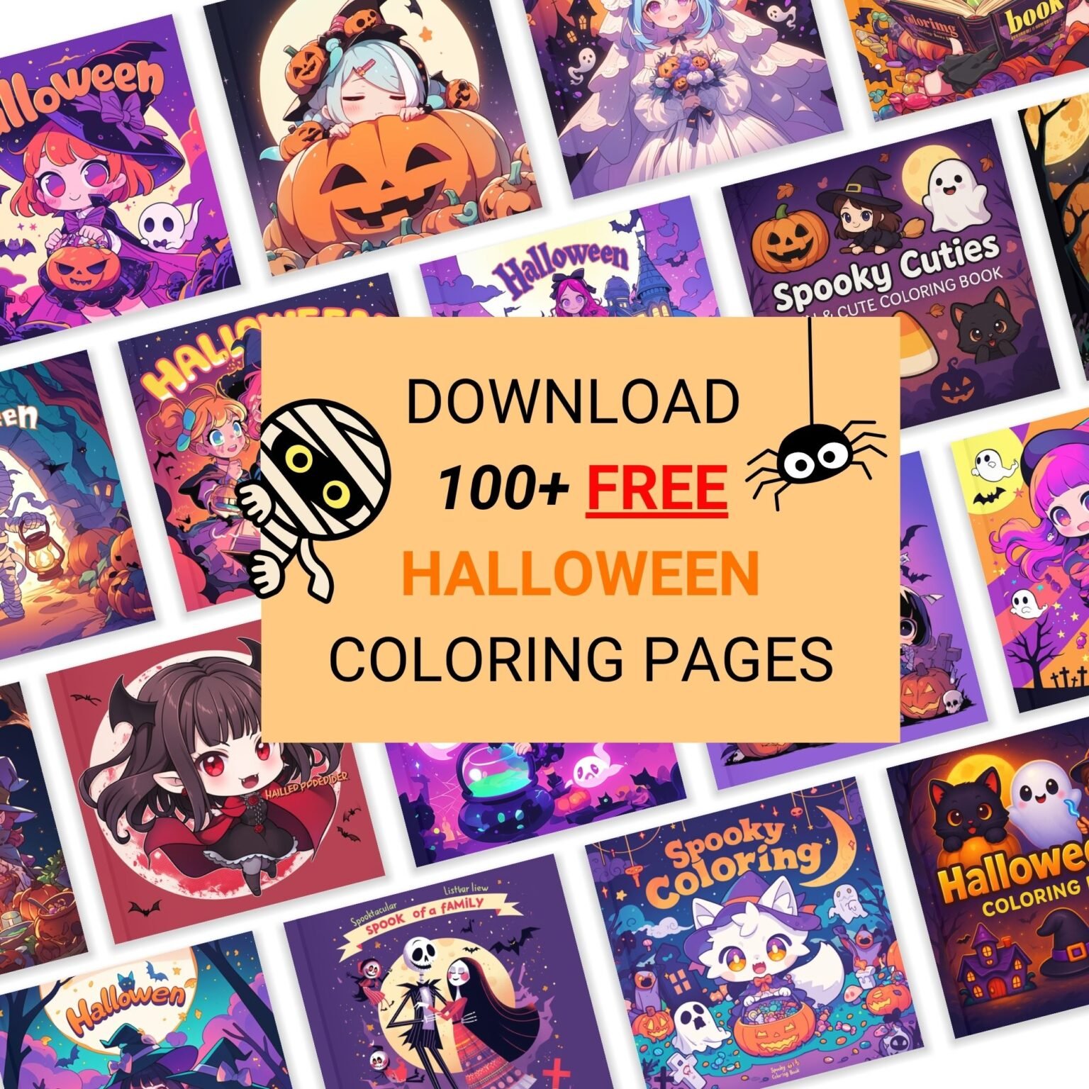 Free Kawaii Halloween Coloring Pages (100+ Printable Sheets for Kids)