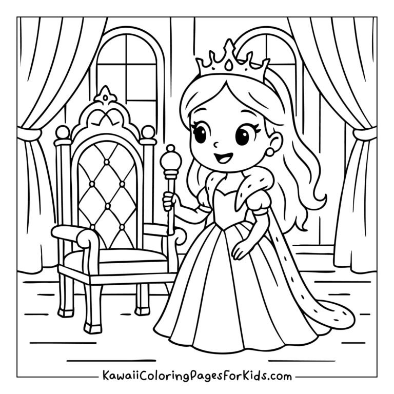 Princess Coloring Pages – Free Cute & Kawaii Printables for Kids