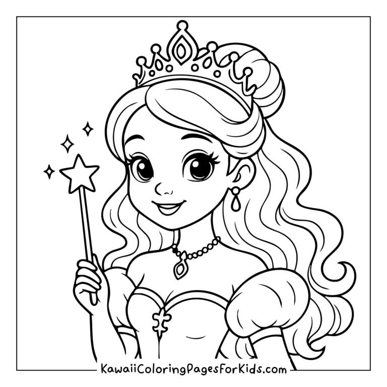 Princess Coloring Pages – Free Cute & Kawaii Printables for Kids