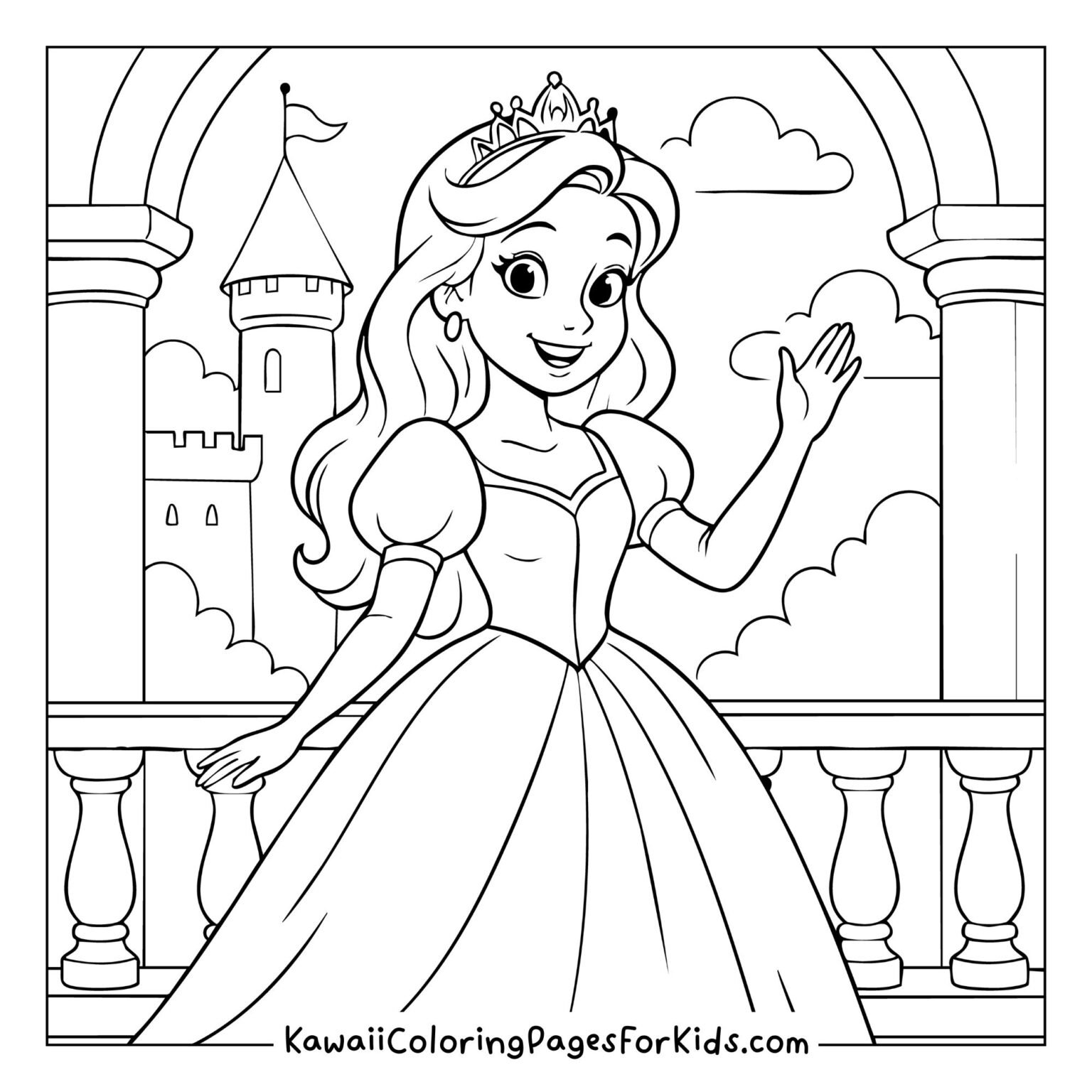 Princess Coloring Pages – Free Cute & Kawaii Printables for Kids