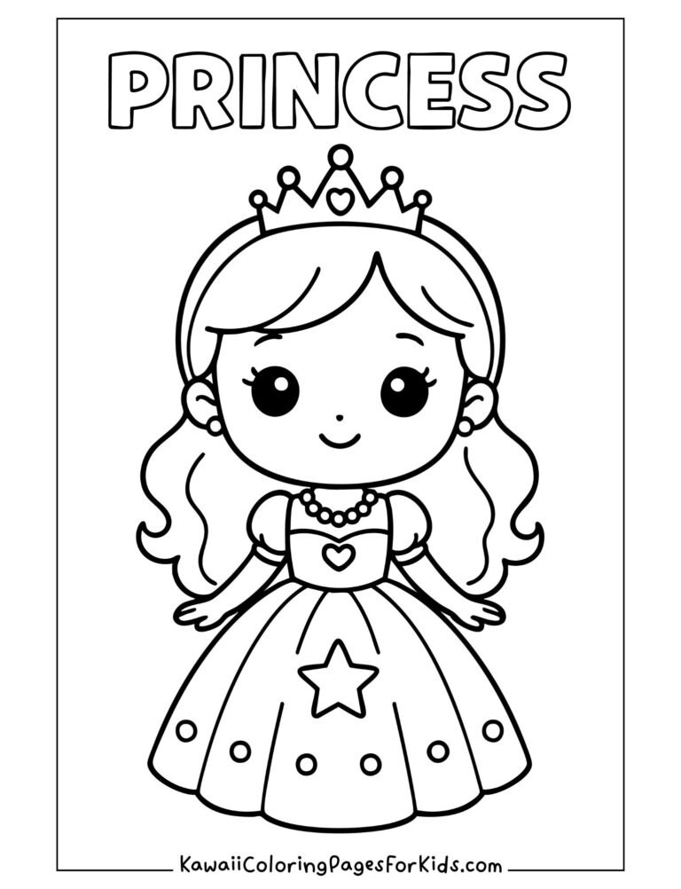 Princess Coloring Pages – Free Cute & Kawaii Printables for Kids