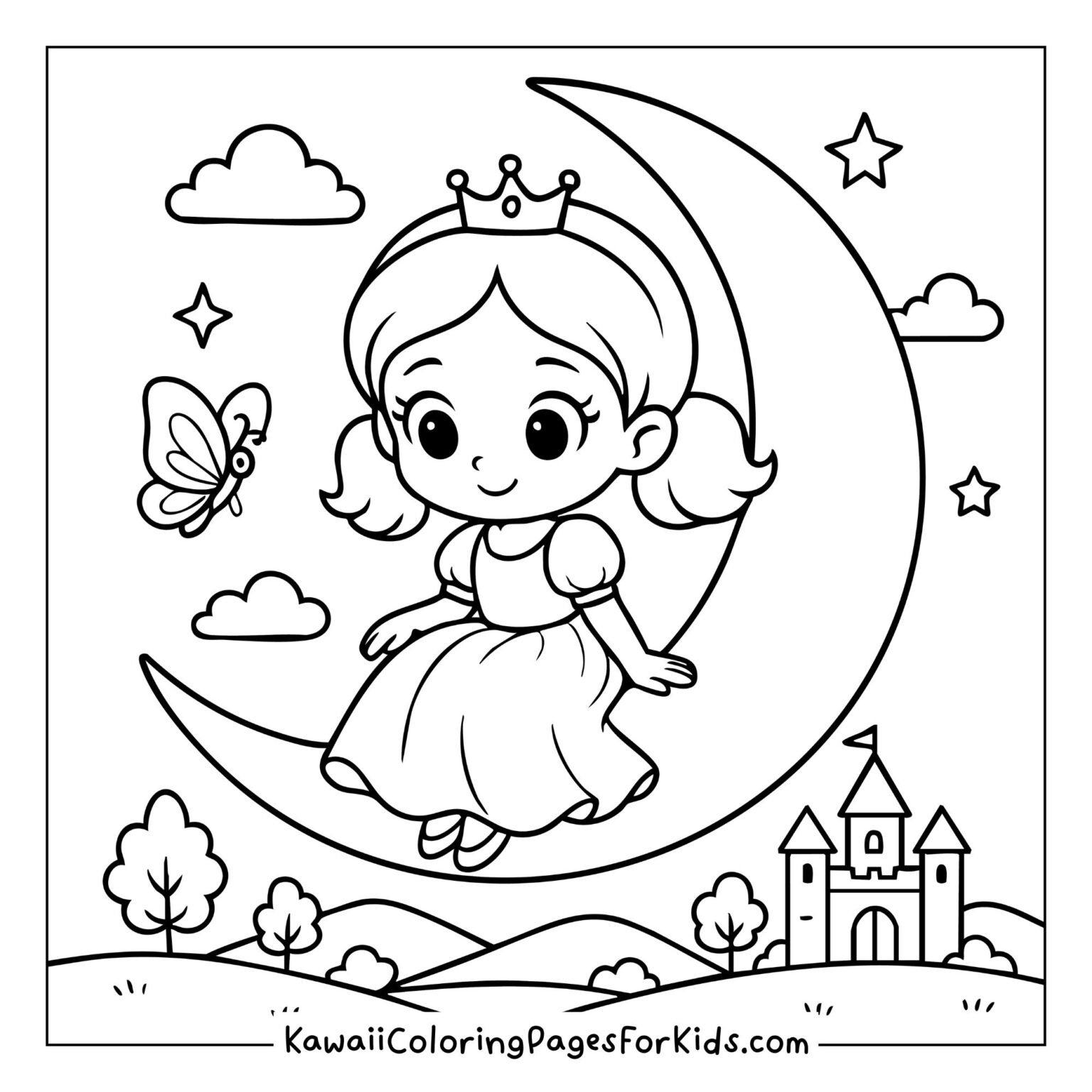 Princess Coloring Pages – Free Cute & Kawaii Printables for Kids